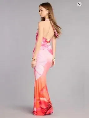 Windsor | Dresses | Windsor Bloom Agenda Floral Mesh Halter Maxi Dress ...